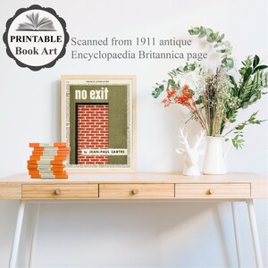 Printable 'no Exit' Book Cover Poster by Jean Paul Sartre on Old Page ...