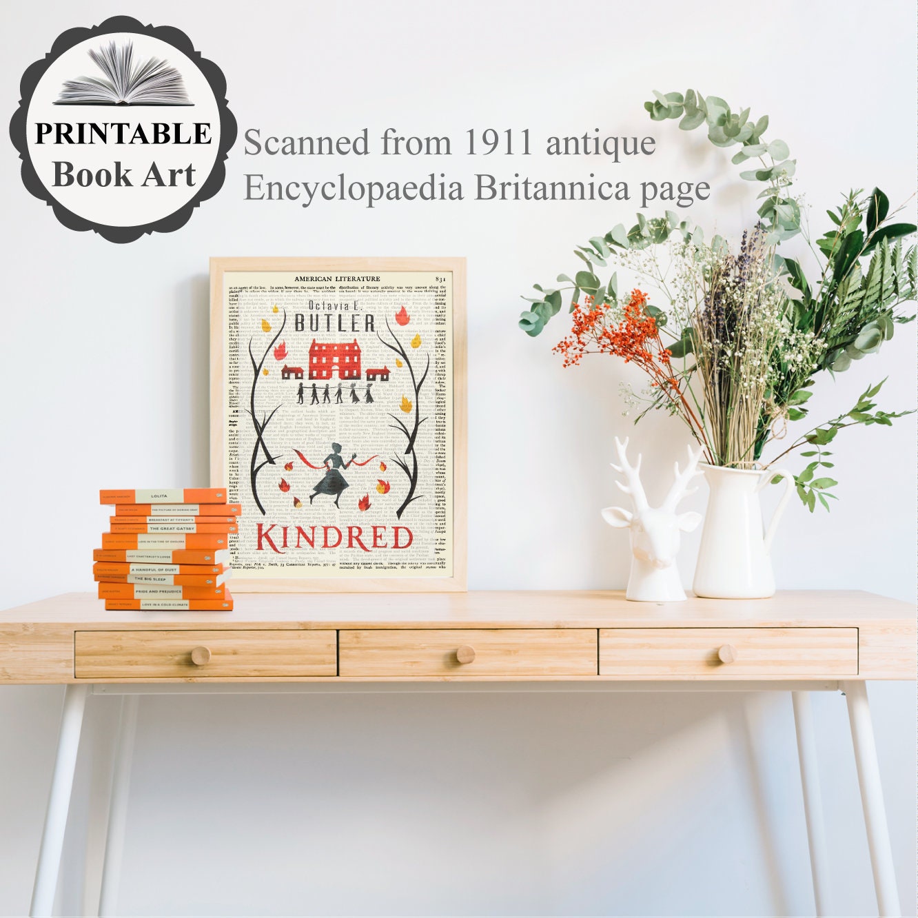 Printable Book Art of 'kindred' Book Cover on Old Page, Book Art Poster ...