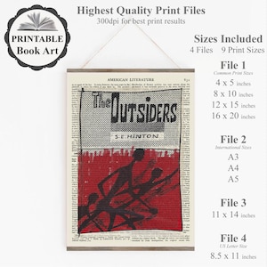 Printable 'the Outsiders' Poster, Hinton Book Cover on a 1911 Vintage ...