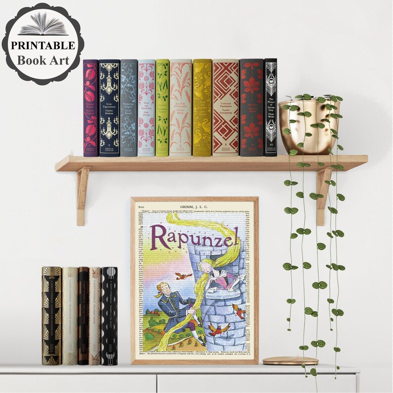 Printable 'rapunzel' Book Cover Art Print Kids Room - Etsy