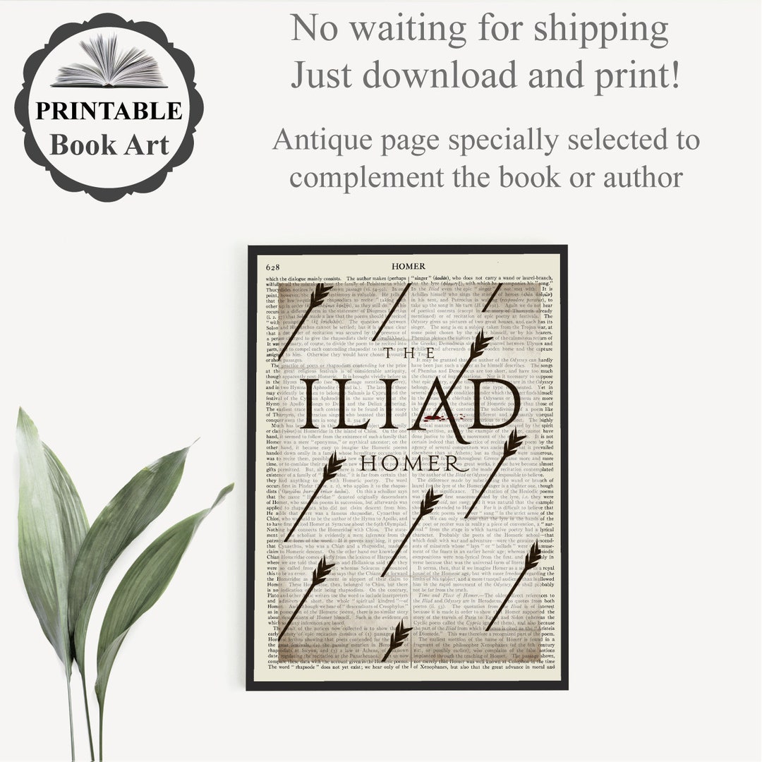 Printable 'the Iliad' Book Cover Art Prints, Homers Greek Print, Greek ...