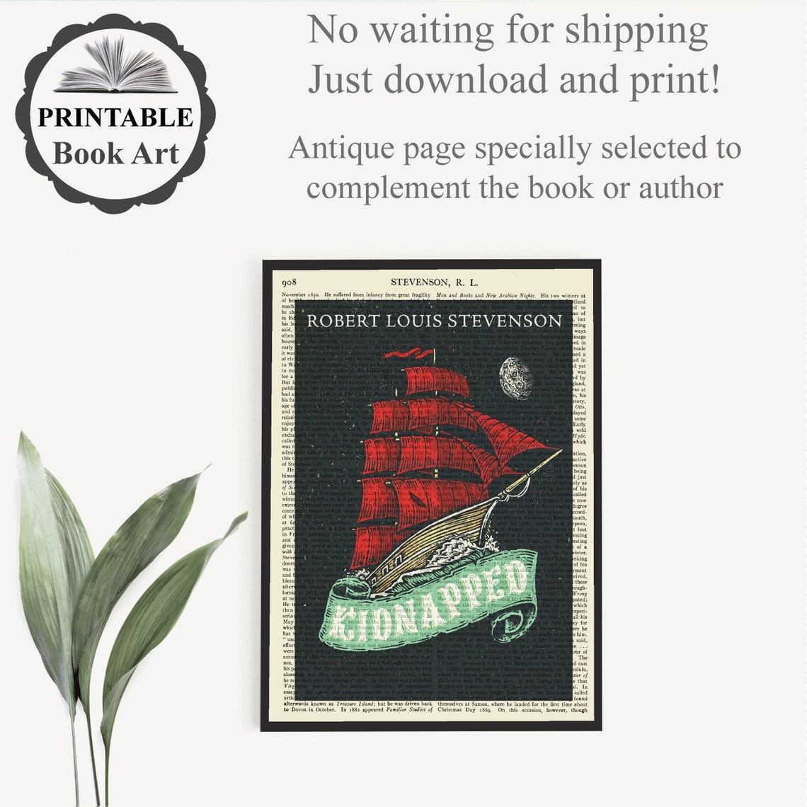 A Printable 'kidnapped' Book Poster on an Old Page, Robert Louis ...