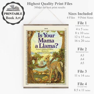 Printable 'is Your Mama A Llama' Book Cover Print on Old Page, Neutral ...