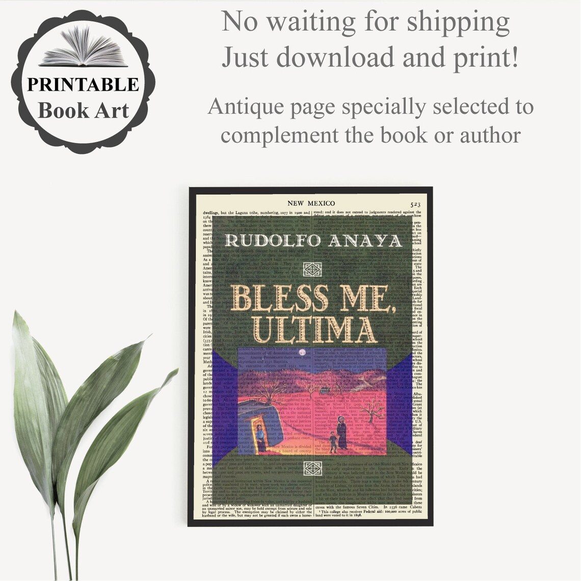 Printable Book Cover 'bless Me, Ultima' by Rudolfo Anaya, Bookish Gifts ...