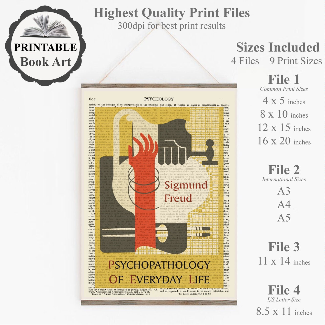 Printable Book Cover Freud's 'psychopathology of - Etsy