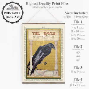 Printable Book Cover Art of the Raven by Edgar Allen Poe, Classroom ...