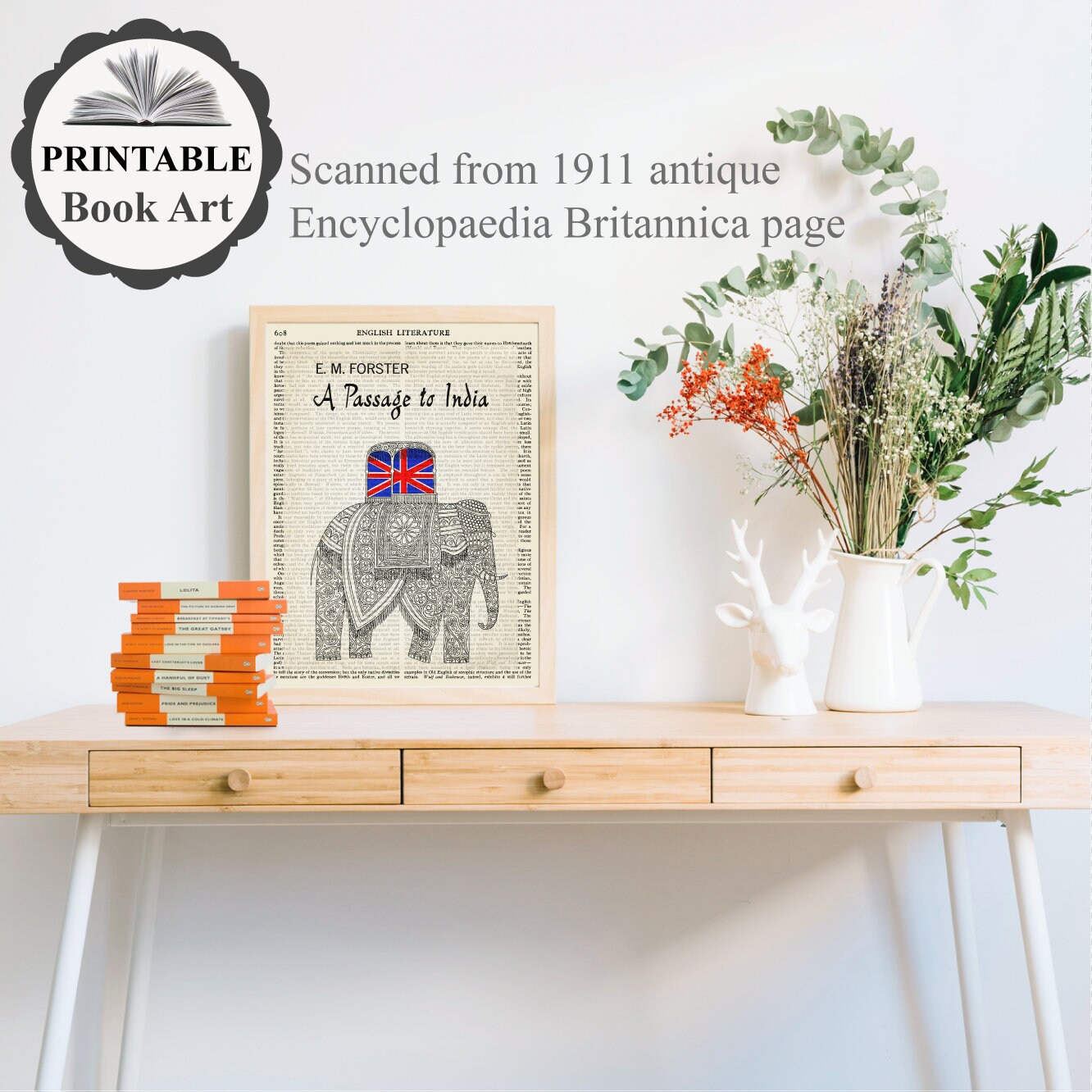 Printable 'A Passage to India' Book Cover Poster on Vintage ...