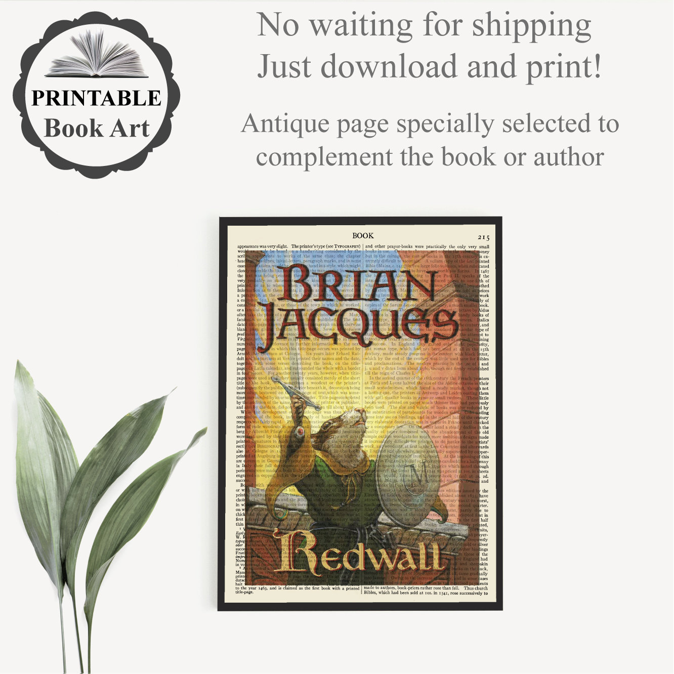 Printable 'Redwall' Book Art on Old Encyclopedia Page | Etsy