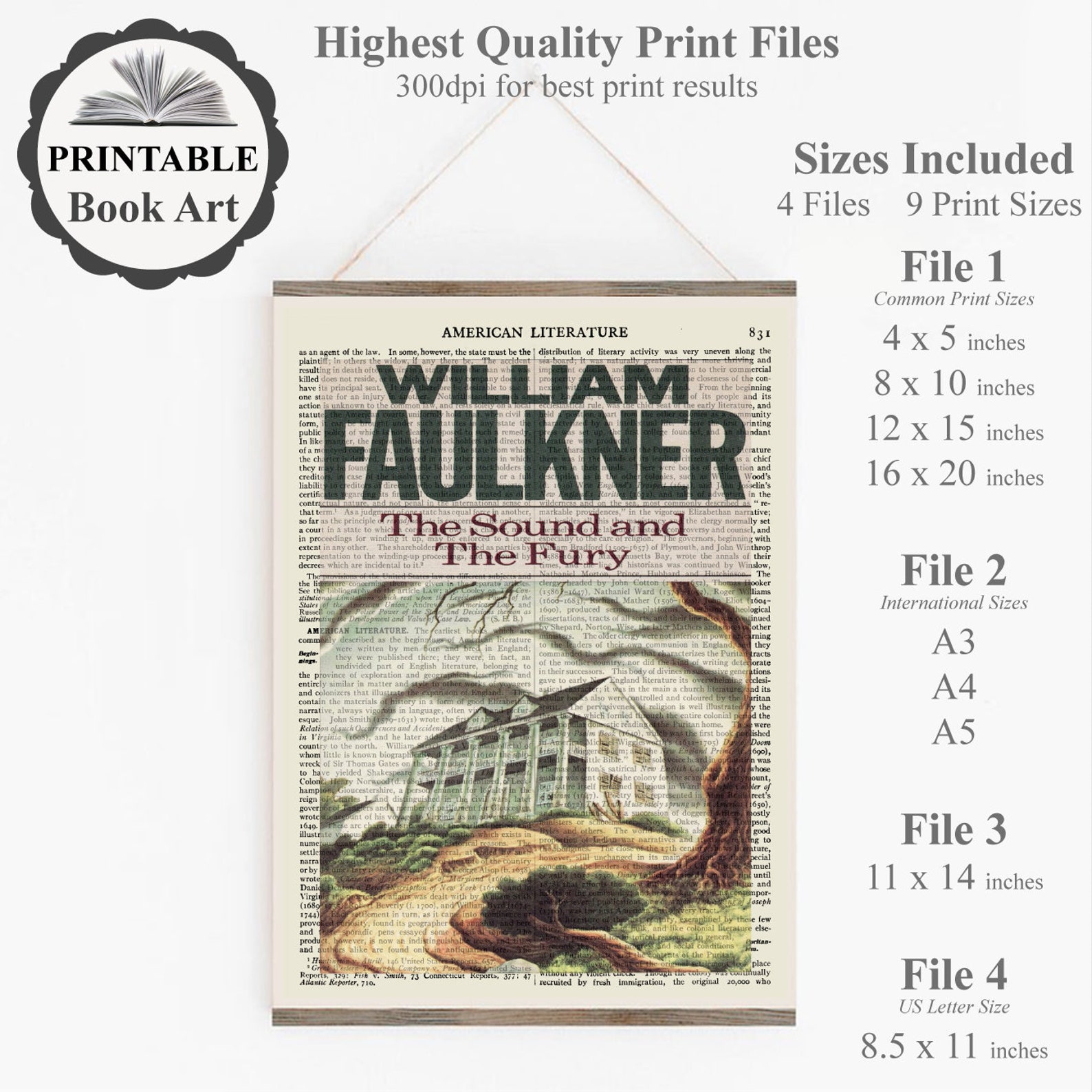 Downloadable 'the Sound and the Fury' Print on an Old - Etsy