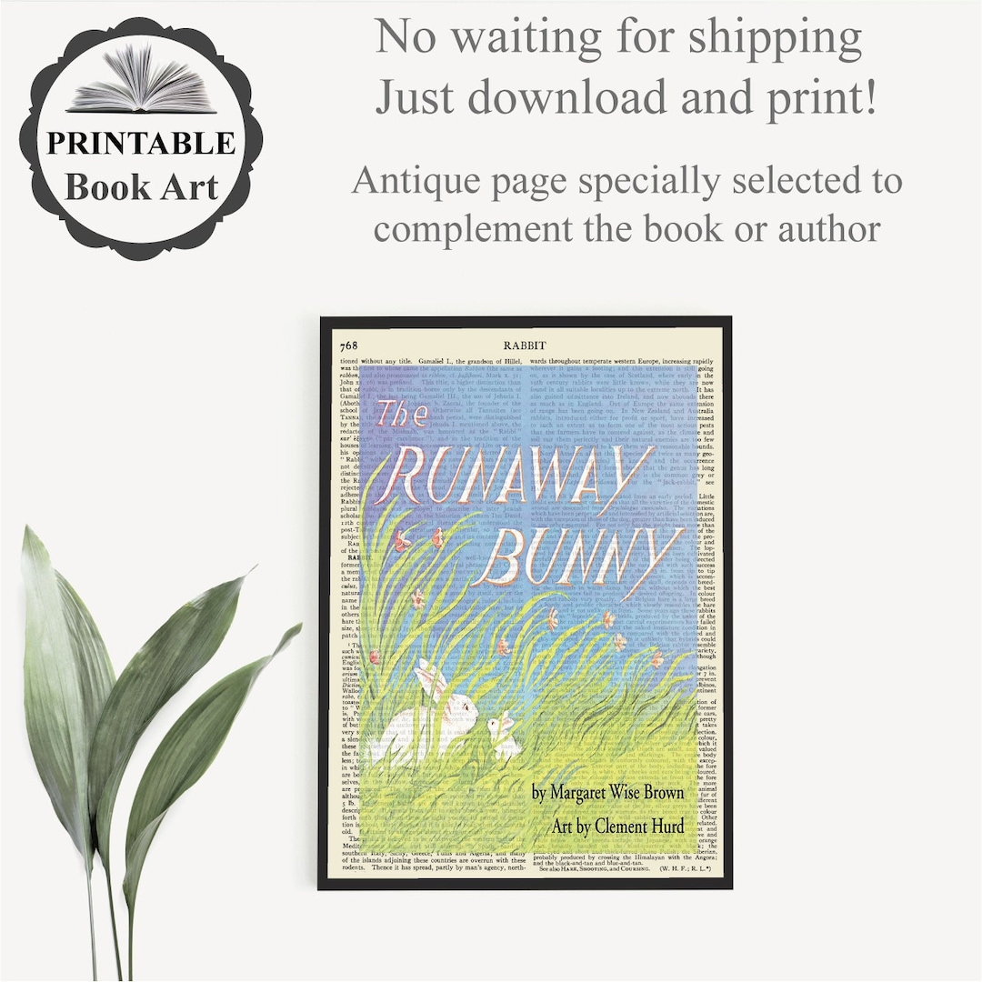 Printable 'the Runaway Bunny' Book Cover Print on Old Page ...