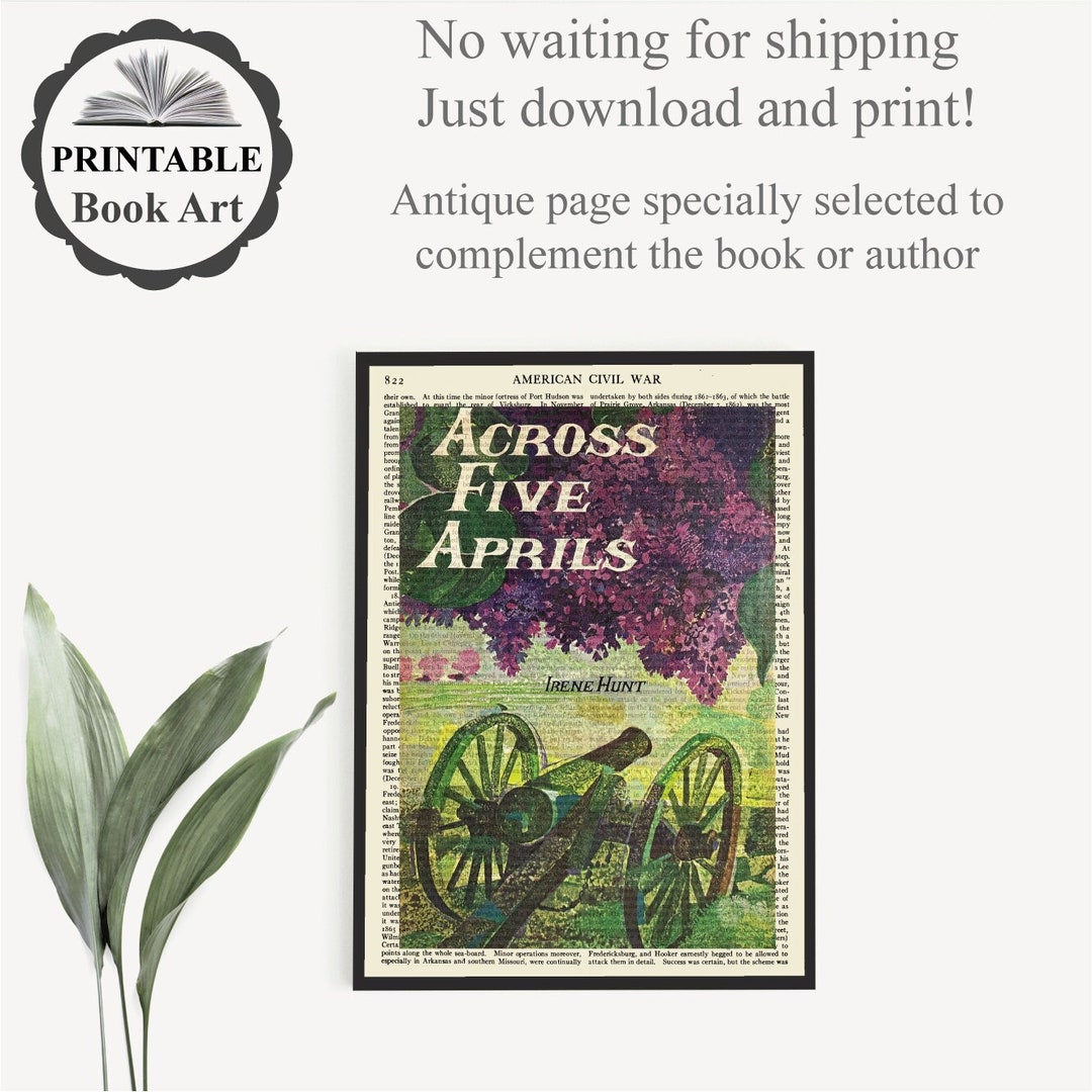 Printable 'across Five Aprils' Book Cover Print on Old Page, English ...
