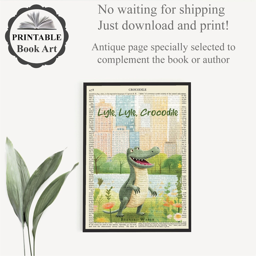 Printable 'lyle, Lyle, Crocodile' Book Cover Art on Upcycled Page ...