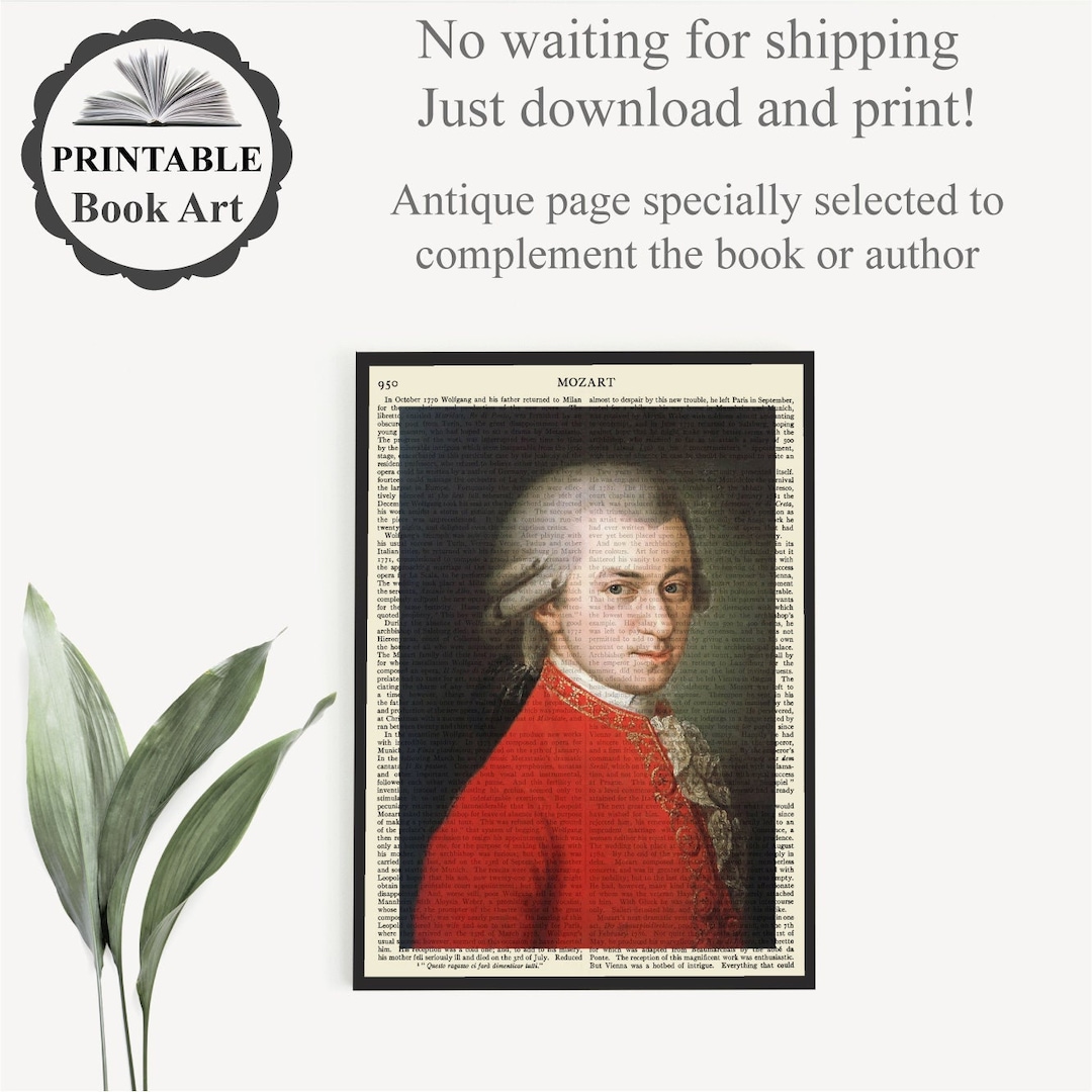Printable Mozart Portrait on Mozart 1911 Encycloaedia Page - Etsy
