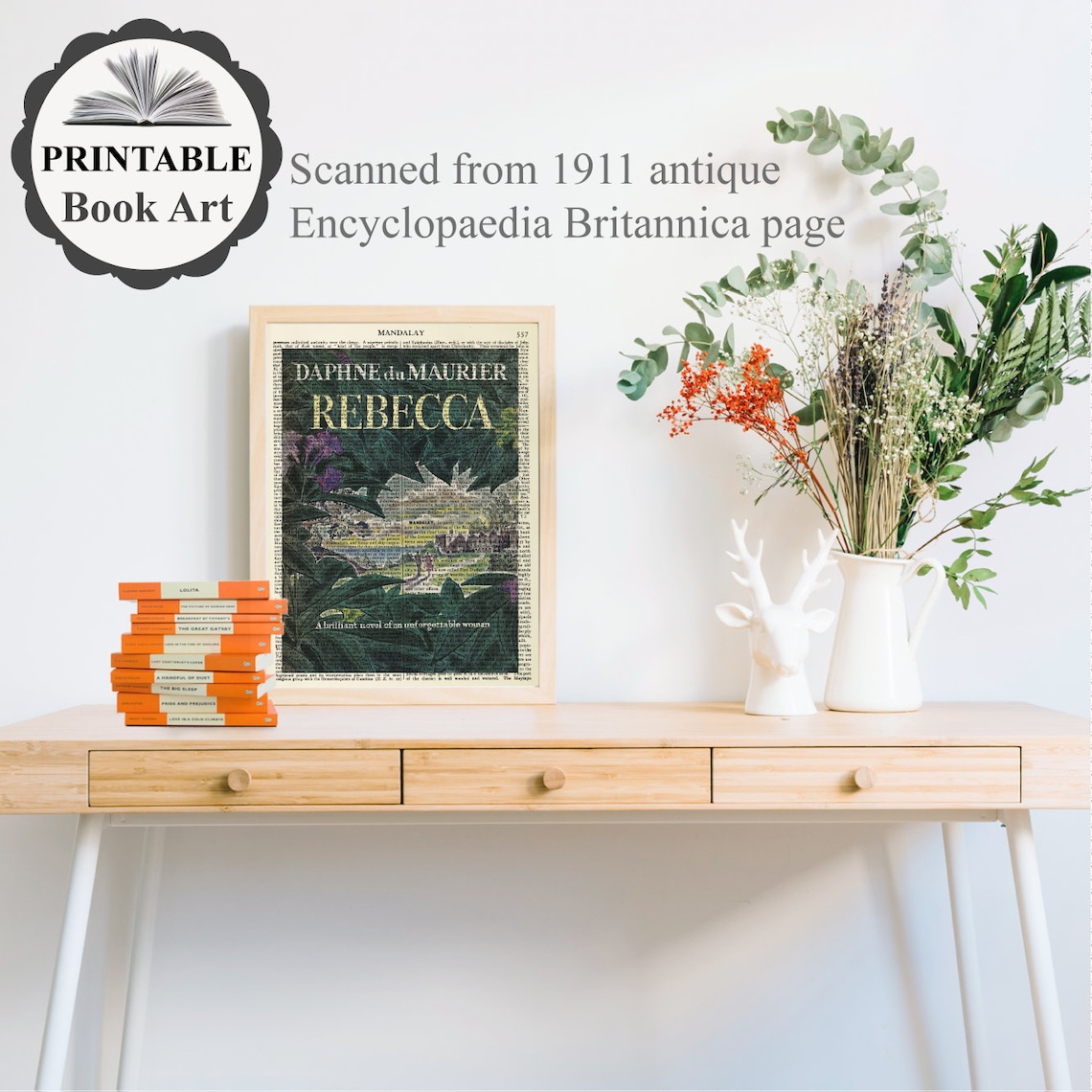 Downloadable 'rebecca' Book Cover Art Print on an Old - Etsy