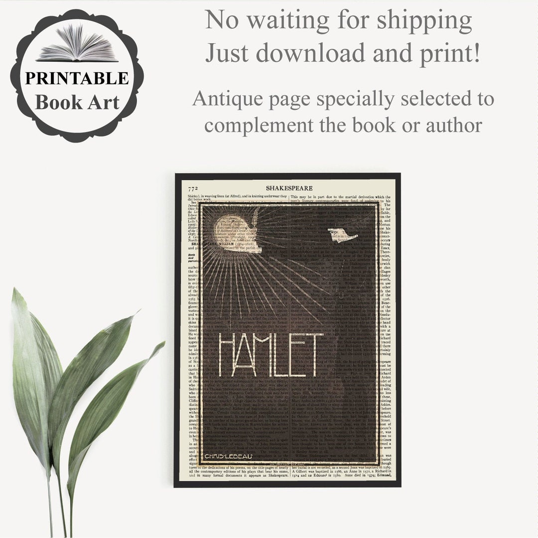A Printable 'hamlet' Print, Shakespeare Book Cover Art Gift for Theatre ...