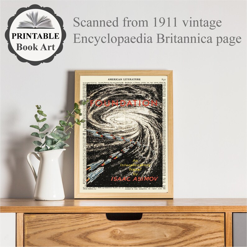 Printable 'foundation' Book Cover Poster on Vintage Page, 1st Edition ...