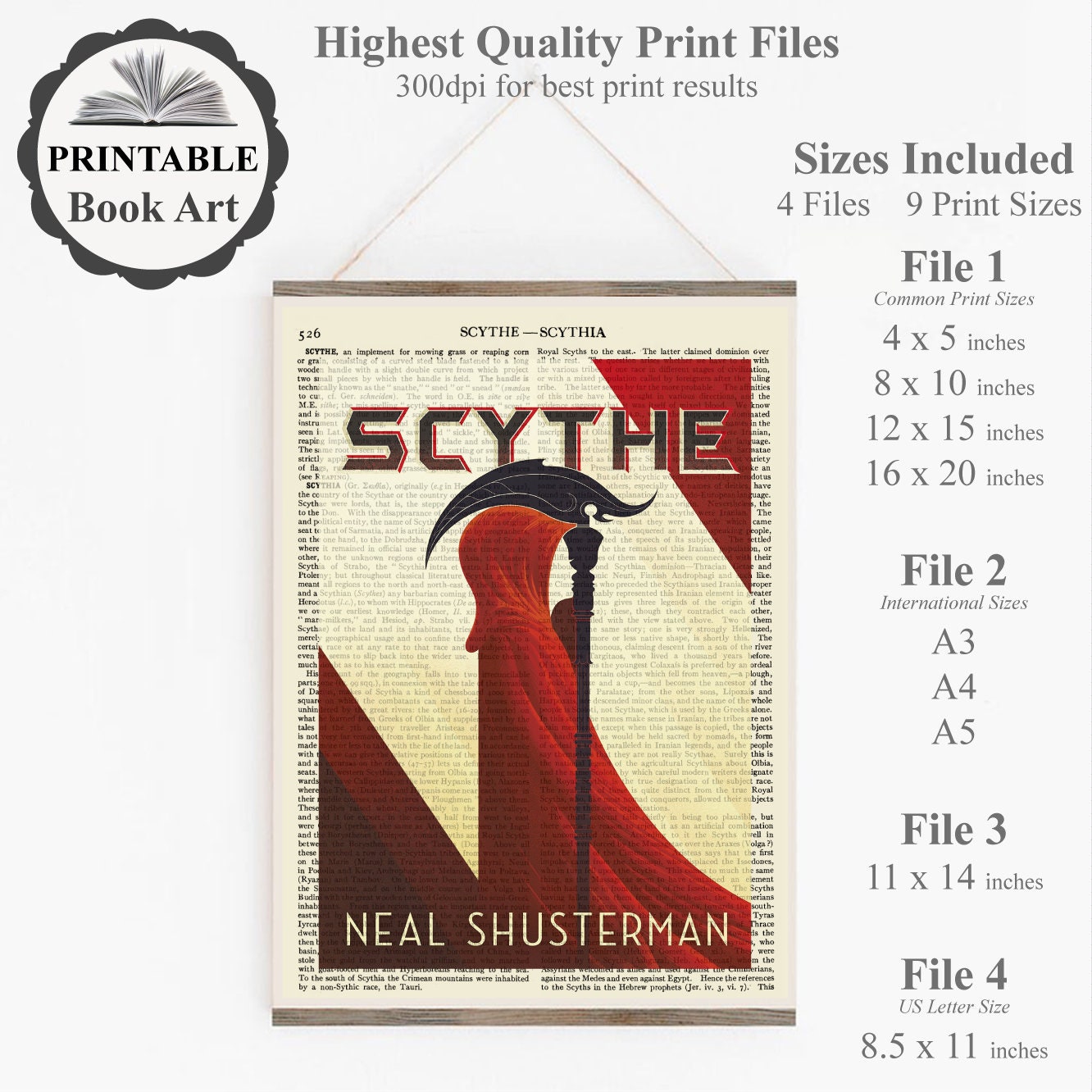 Printable 'scythe' Book Cover Print on Vintage | Etsy