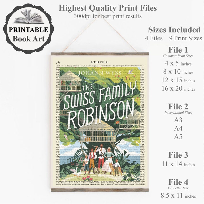 Printable 'swiss Family Robinson' Book Cover Art | Etsy