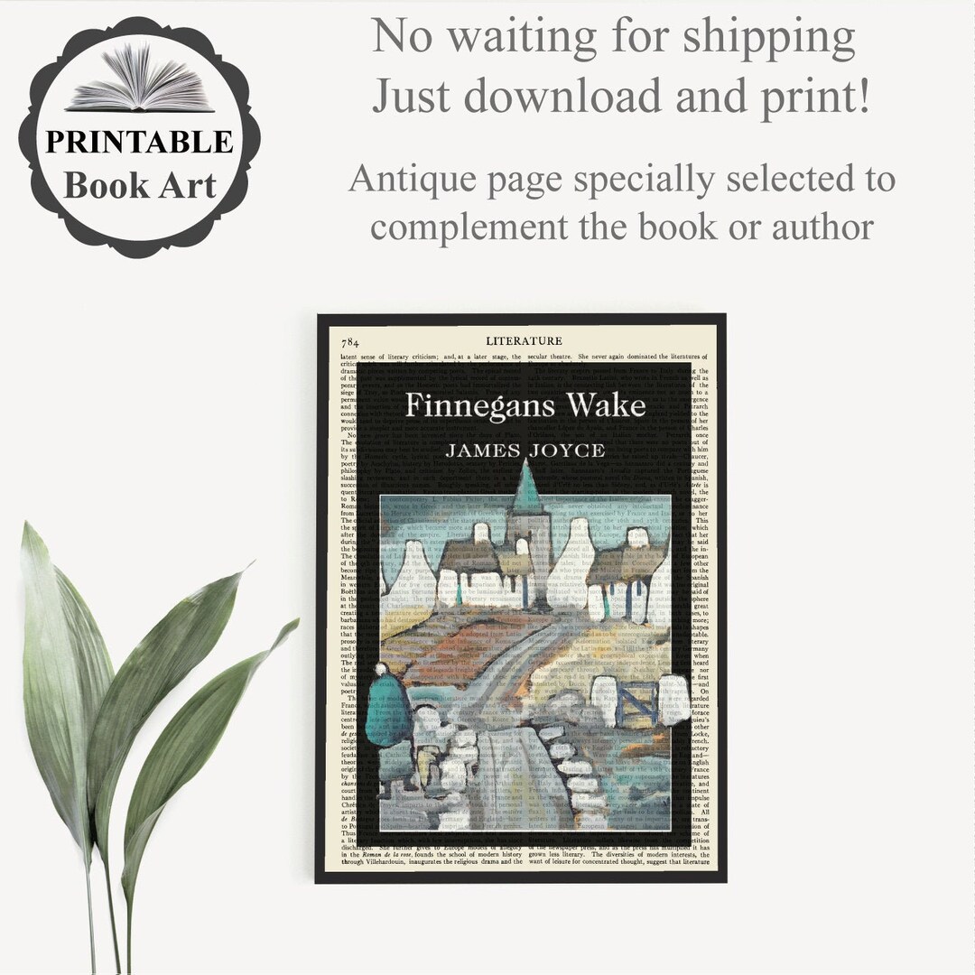 Printable Art 'finnegan's Wake' Book Cover Poster, James Joyce Bookish ...