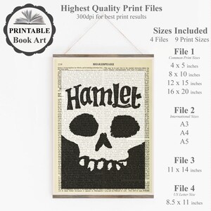 Printable Hamlet Play Book Cover Print, Shakespeare Art Gift for ...
