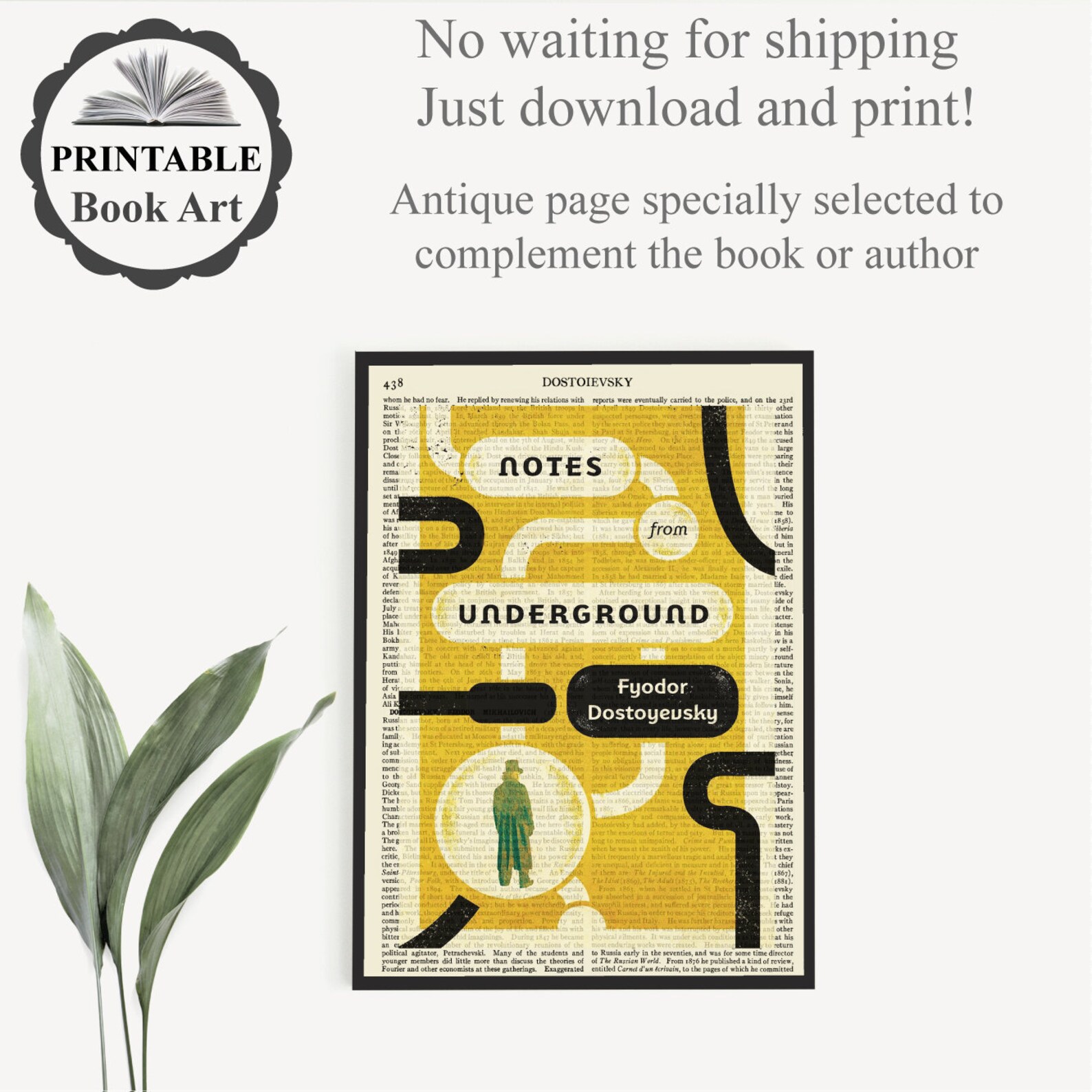 Printable 'notes From Underground' Book Cover Art Print, Dostoevsky ...