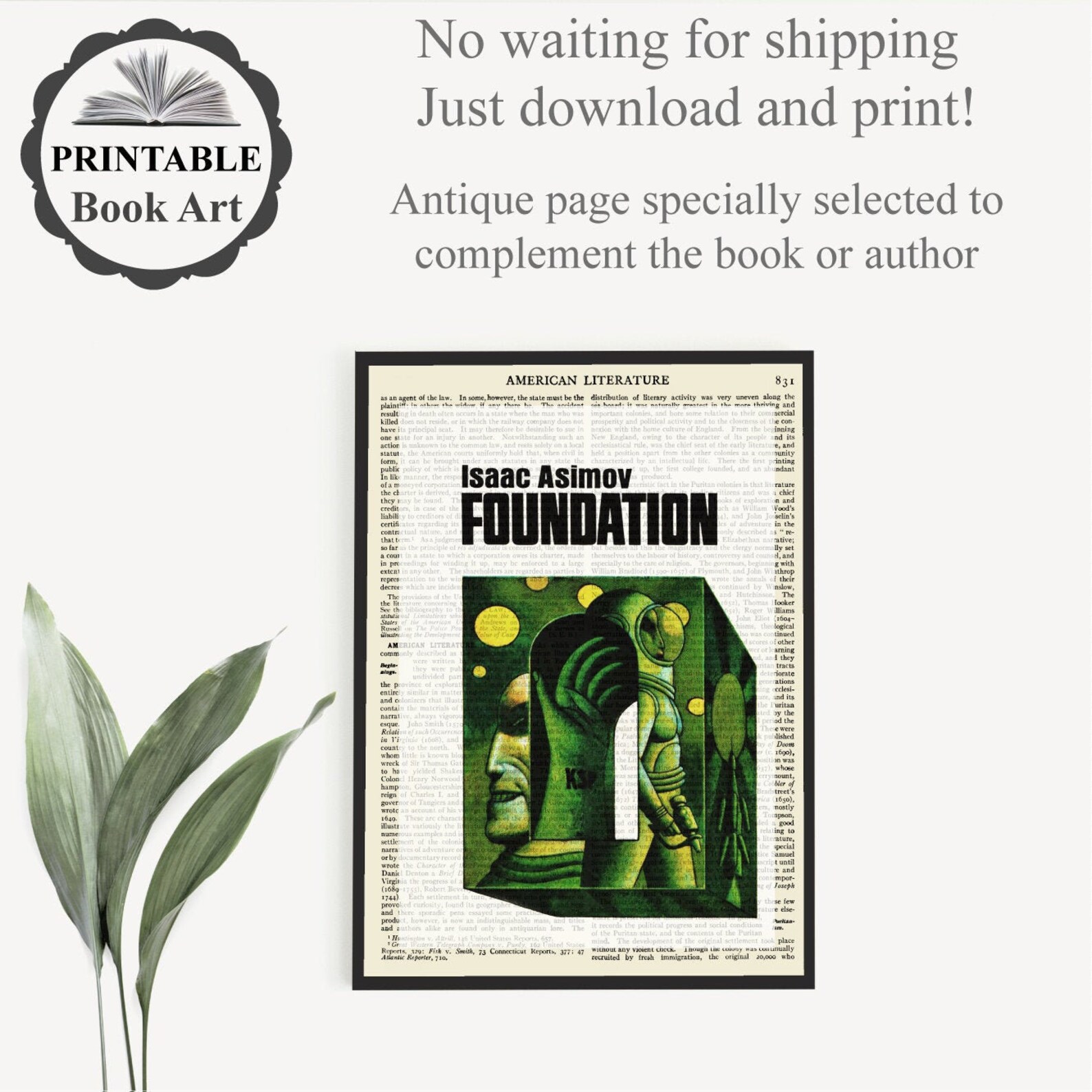 Printable 'foundation' Book Cover on Vintage Page From - Etsy