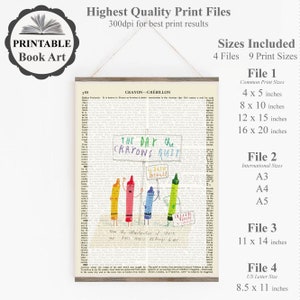 Printable 'the Day the Crayons Quit' Kids Book Poster, Neutral Nursery ...
