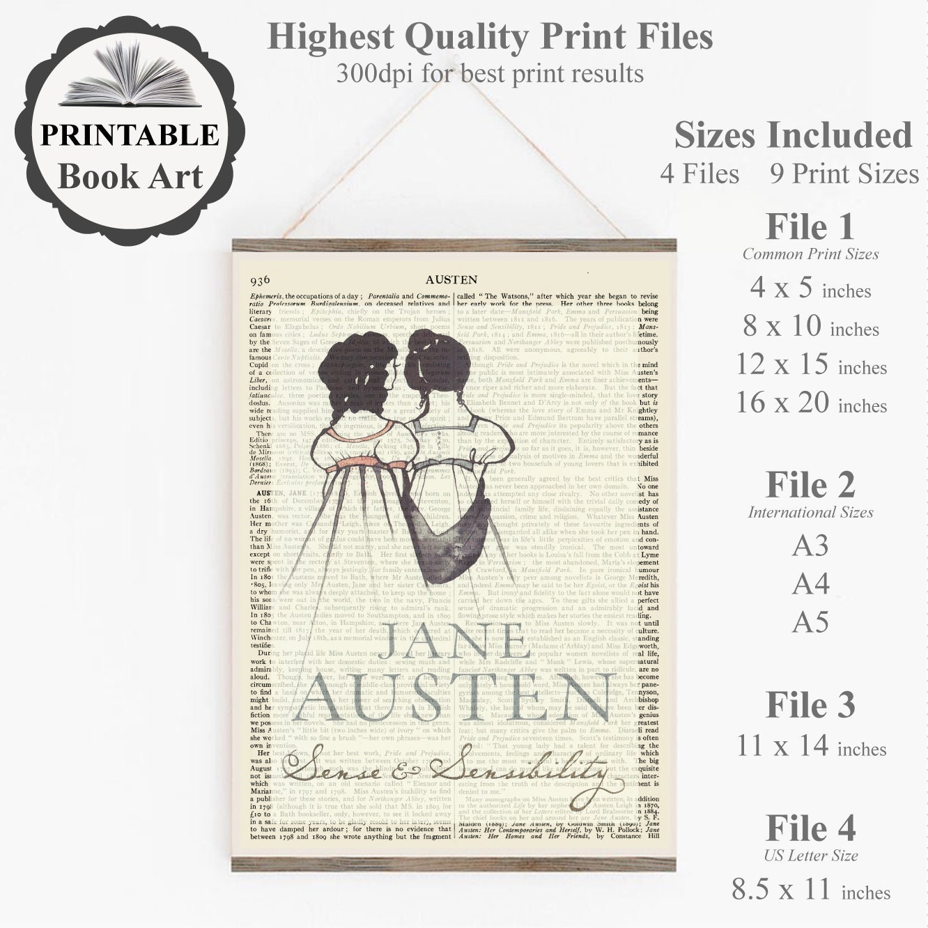 Printable Sense and Sensibility Print by Jane Austen Book - Etsy