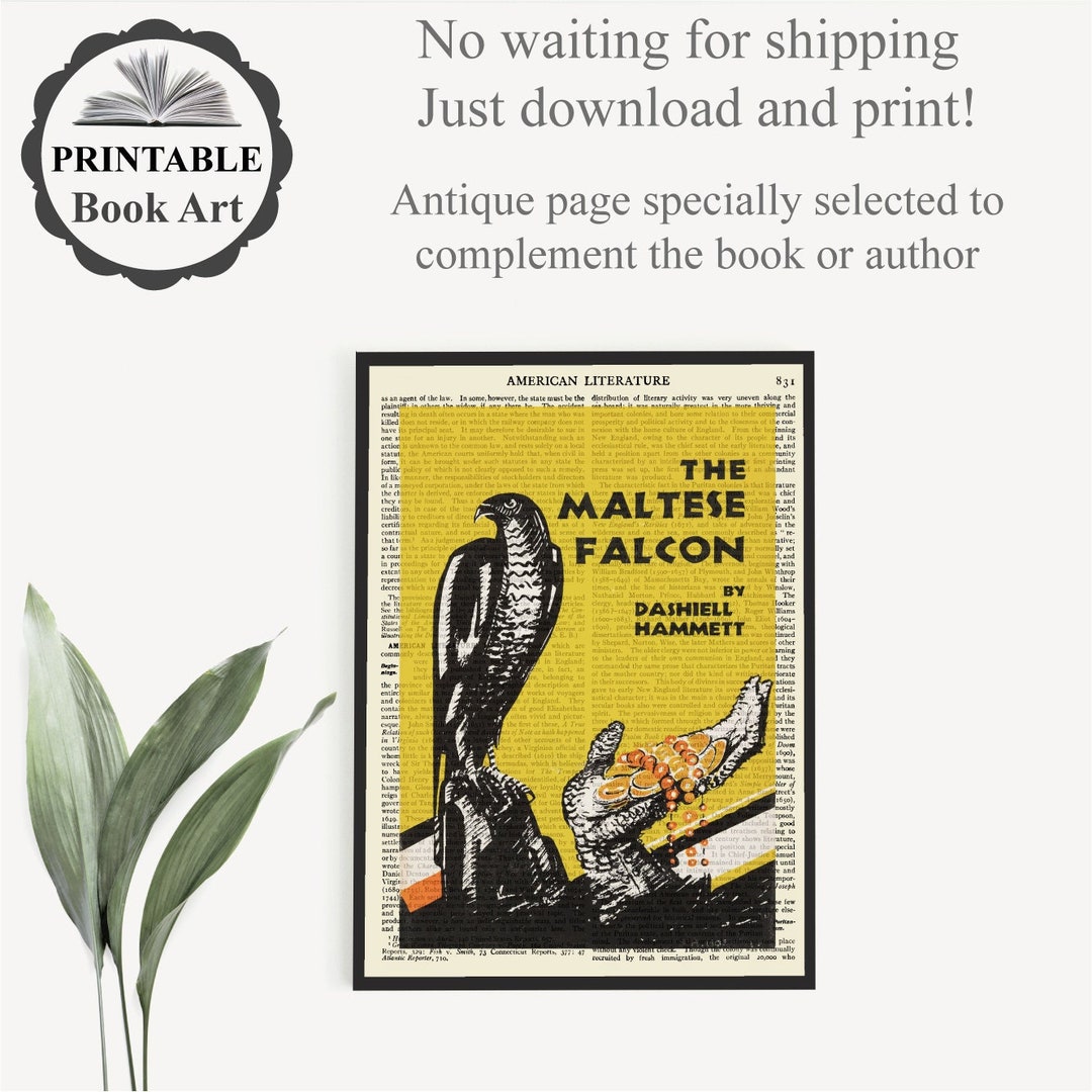 Printable Book Cover 'the Maltese Falcon' on Old Page, Hardboiled ...