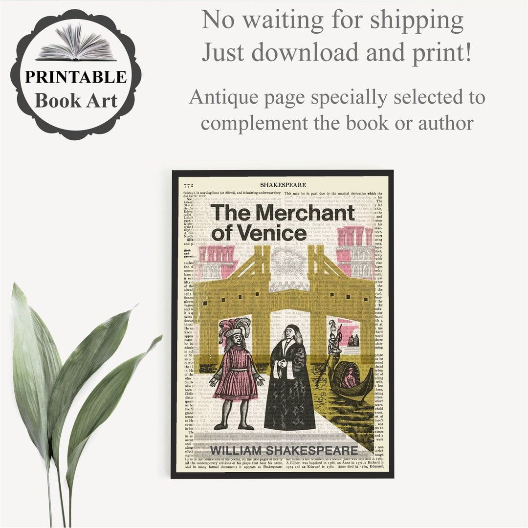 Instant Download 'the Merchant of Venice' Book Art Print on a Vintage ...
