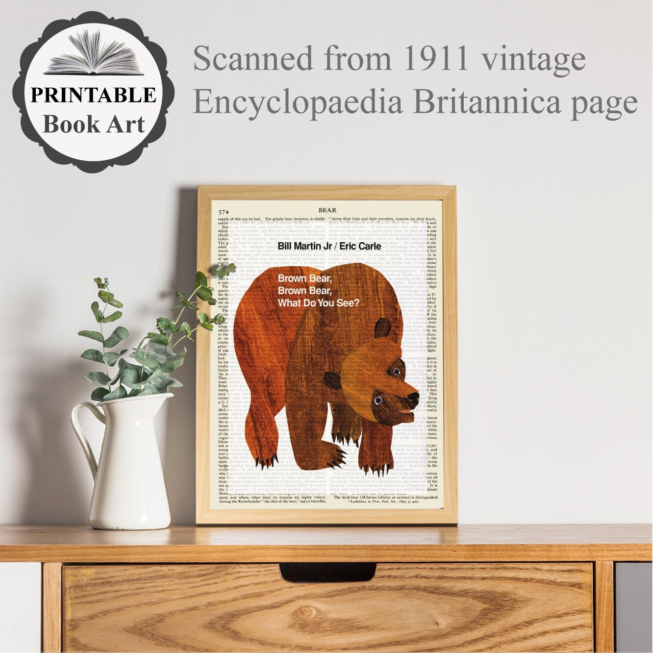 Printable 'brown Bear' Book Poster Print on Old Page, Kids Nursery ...