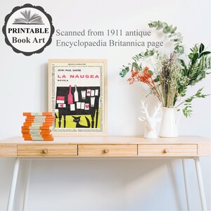 Printable Book Cover of La Nausea by Jean Paul Sartre on Old Page ...