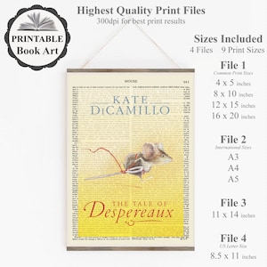 Printable 'the Tale of Despereaux' Book Art, Kids Room Wall Art, Child ...