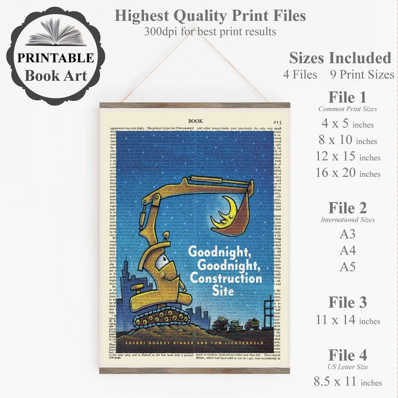 Printable 'goodnight Goodnight Construction Site' Book Cover Poster ...