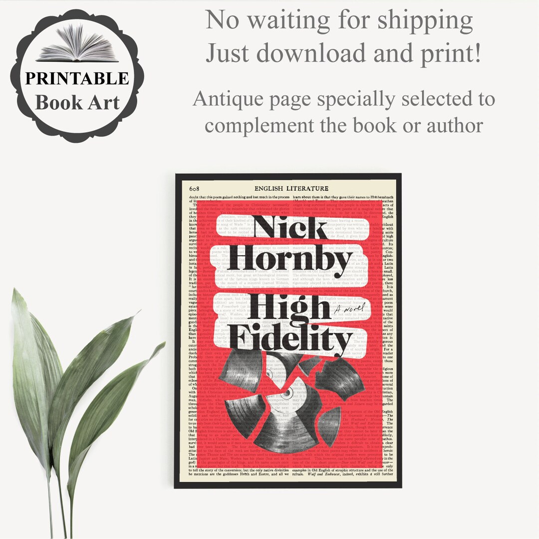 Printable 'high Fidelity' Book Cover Poster, Music Book Print, Literary ...