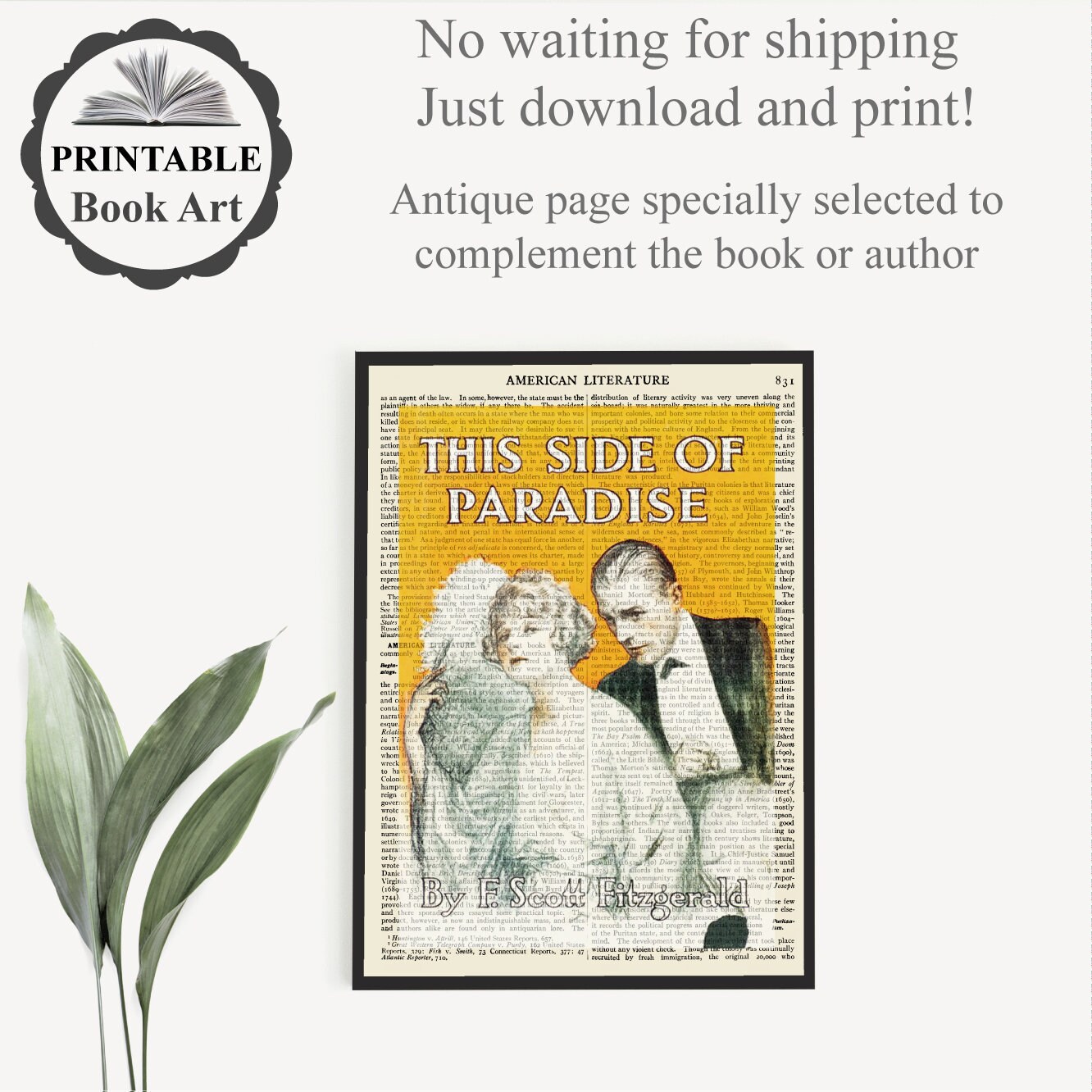 Printable 'this Side of Paradise' Printable Book Cover - Etsy