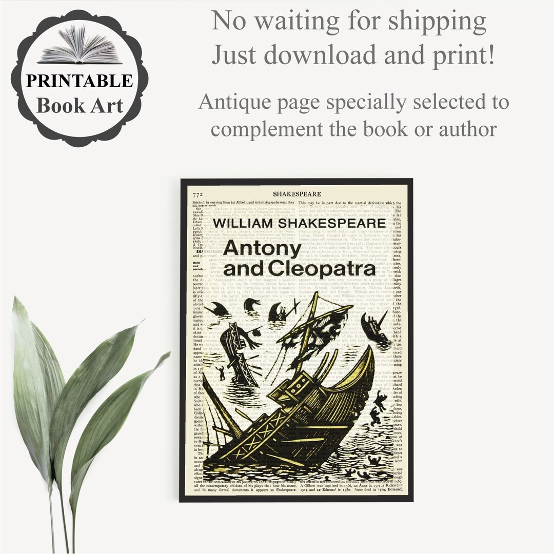 Printable Antony and Cleopatra Play Book Cover Art, Shakespeare Print ...