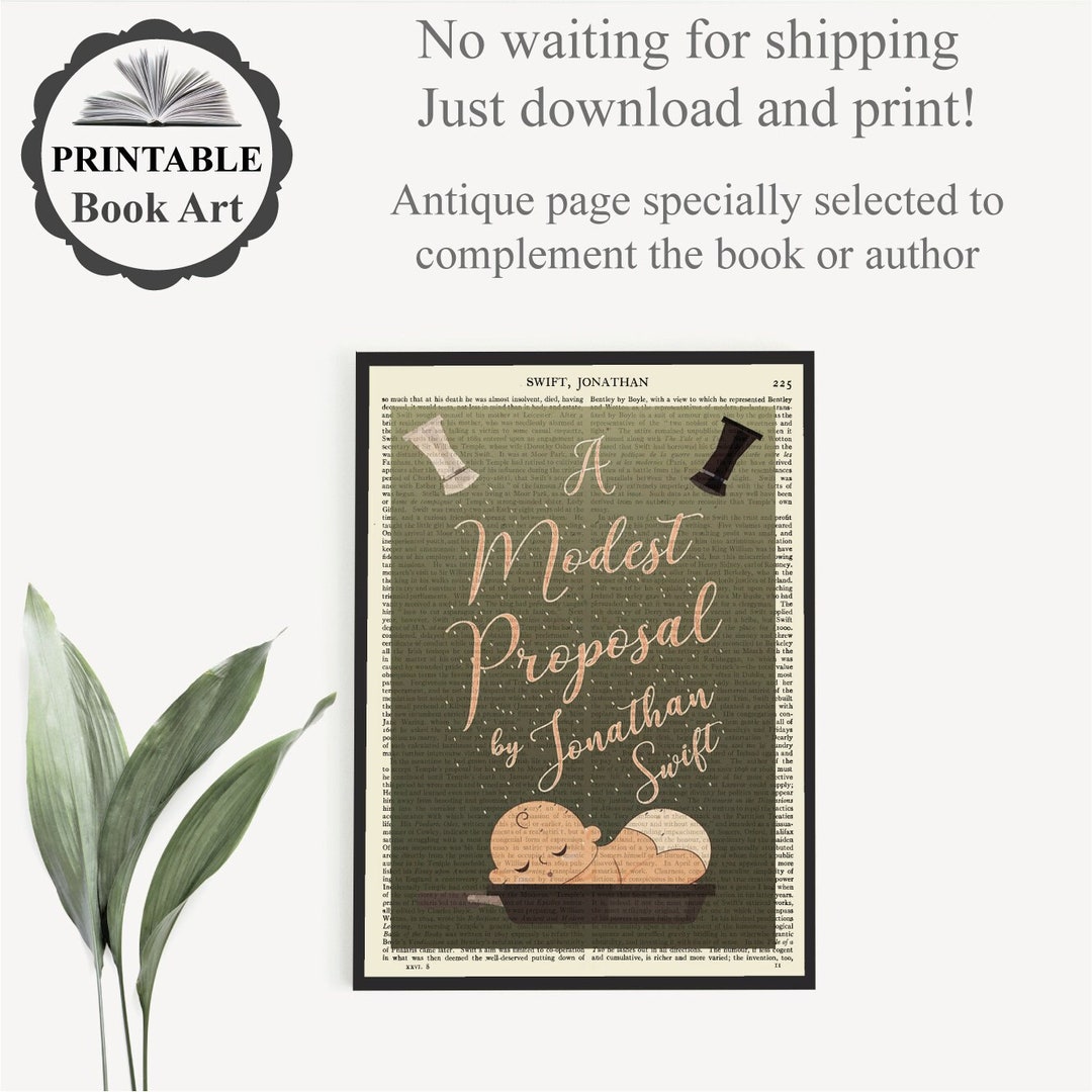 Printable 'A Modest Proposal' Book Cover Print Poster Print, Classroom ...