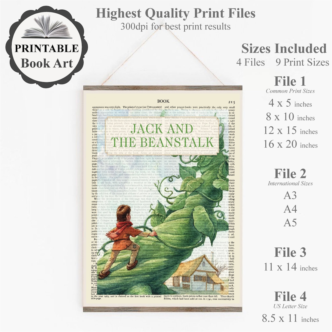 Printable 'jack and the Beanstalk' Book Cover Art - Etsy