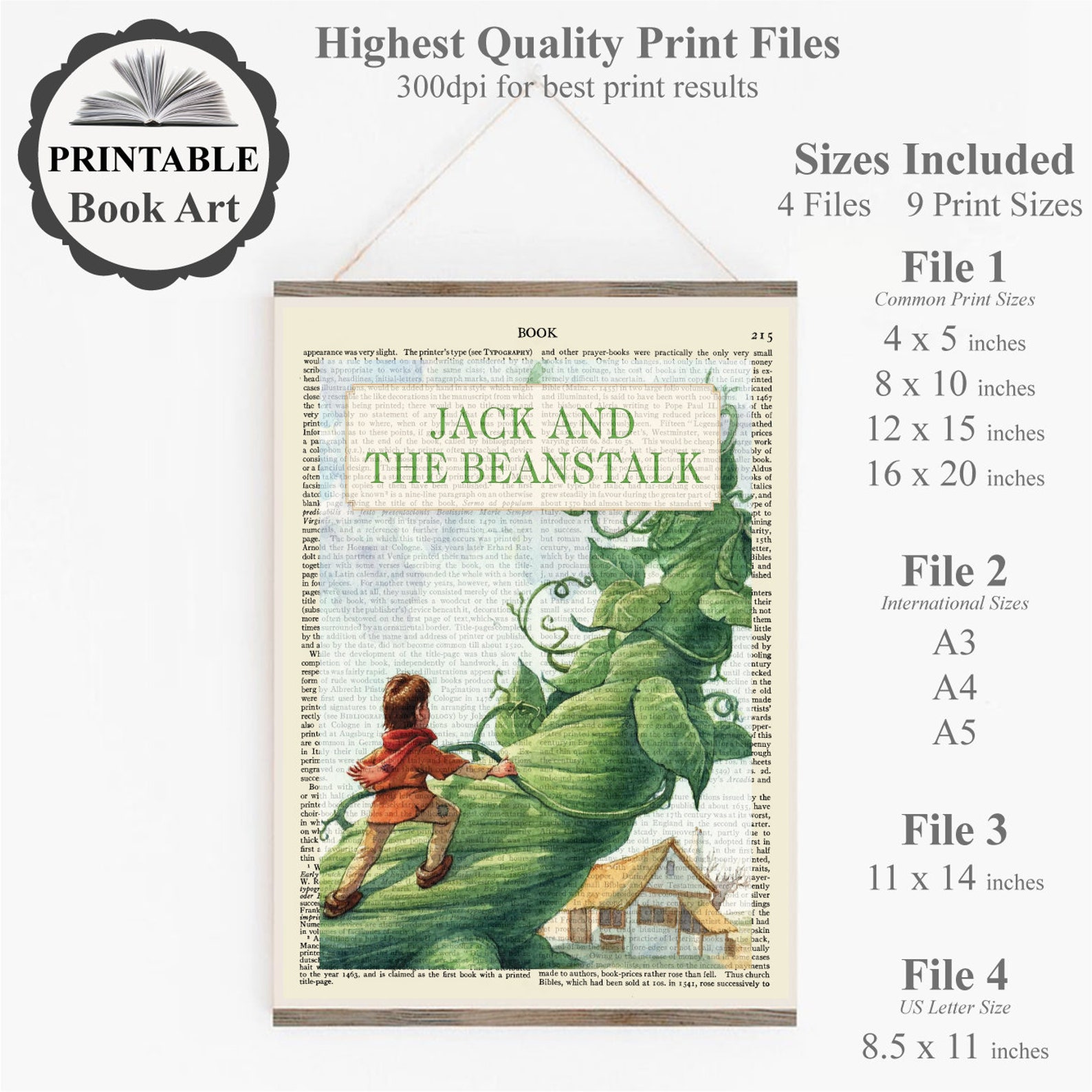 Printable 'jack and the Beanstalk' Book Cover Art - Etsy