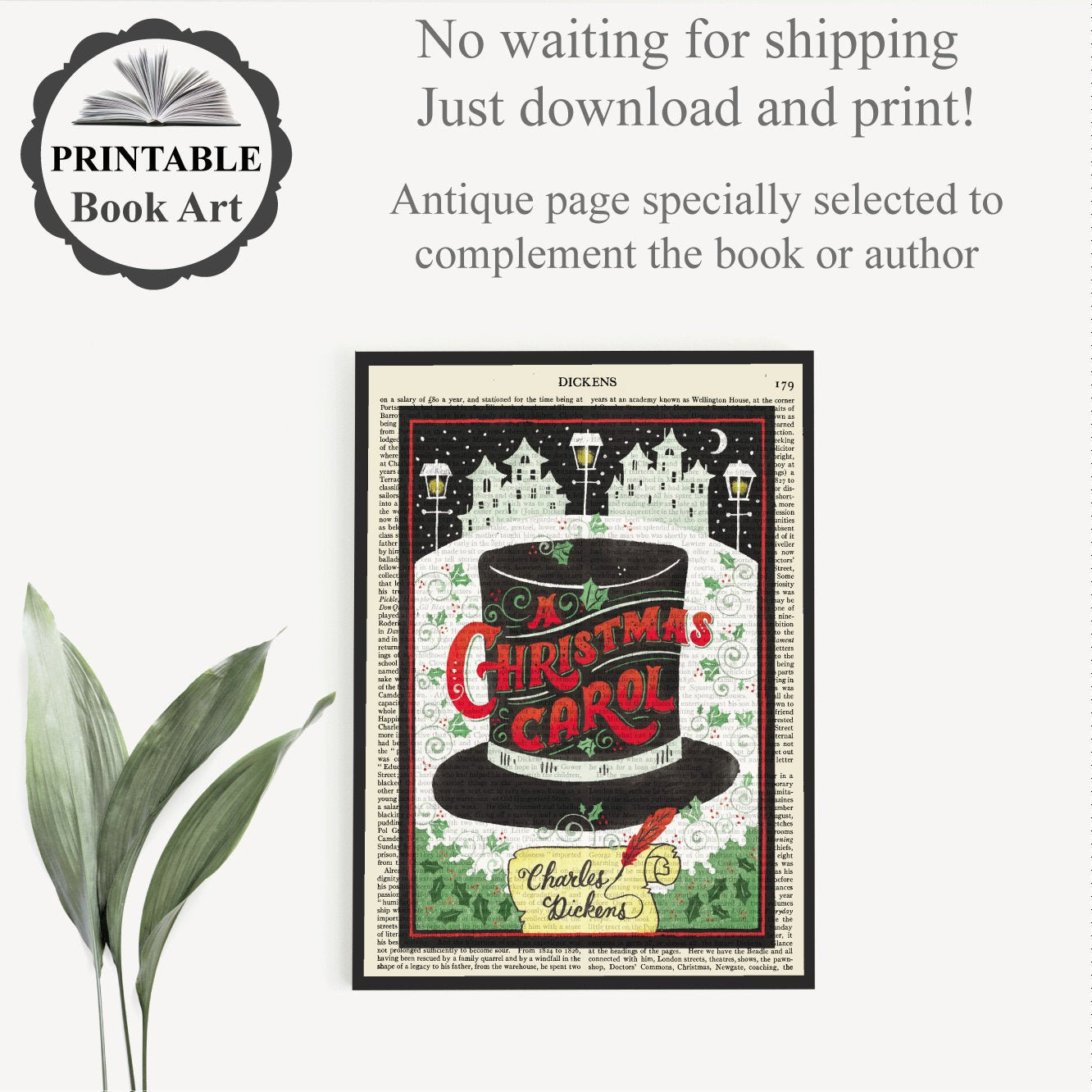 Printable 'A Christmas Carol' Book Cover Art on an | Etsy
