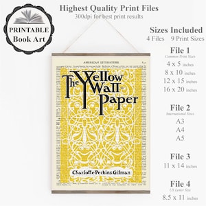 Printable Art 'the Yellow Wallpaper' Book Cover Print on Vintage Page ...
