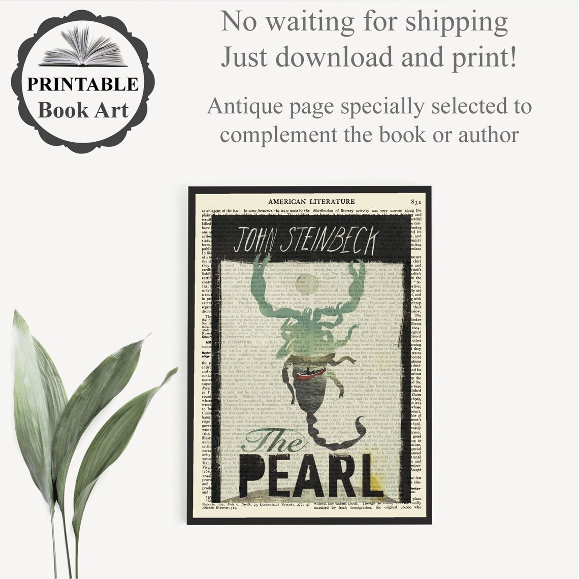 Printable 'the Pearl' by John Steinbeck Book Cover Art | Etsy