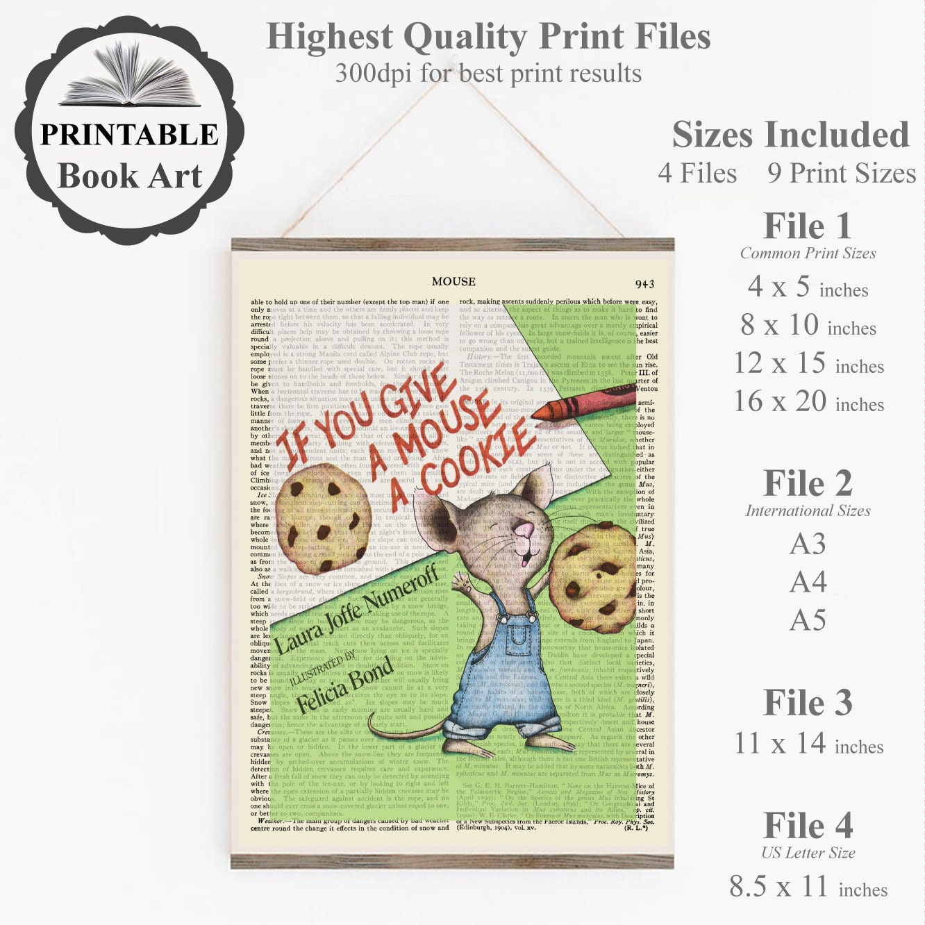 Printable 'if You Give A Mouse A Cookie' on Old Page, Childrens Book ...