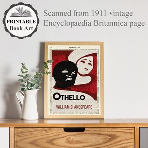 Othello Printable Play Book Cover Poster, Shakespeare Literary Print ...