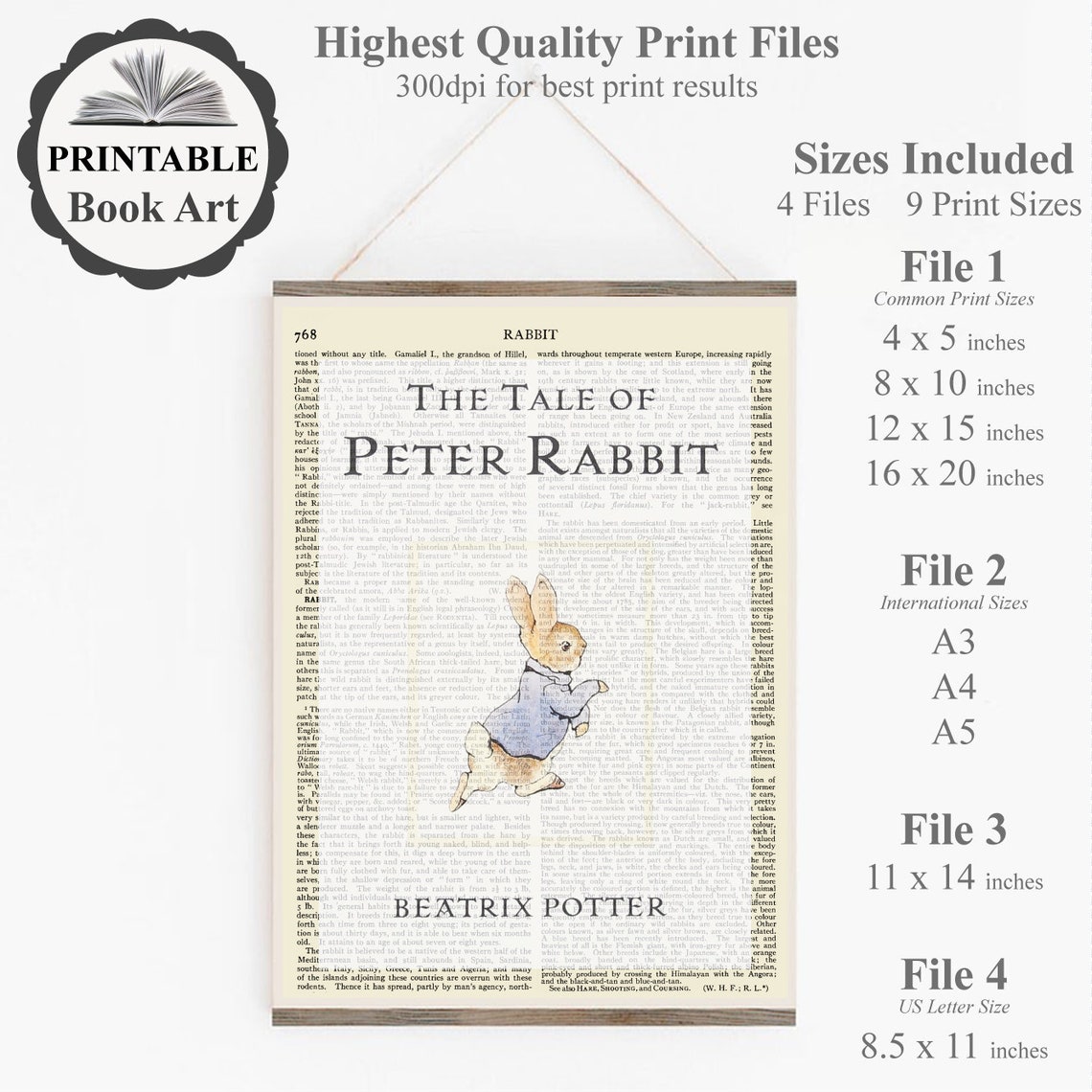 Downloadable 'the Tale of Peter Rabbit' on an Old | Etsy