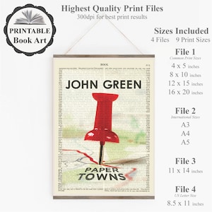 Printable 'paper Towns' Book Cover Art Instant - Etsy