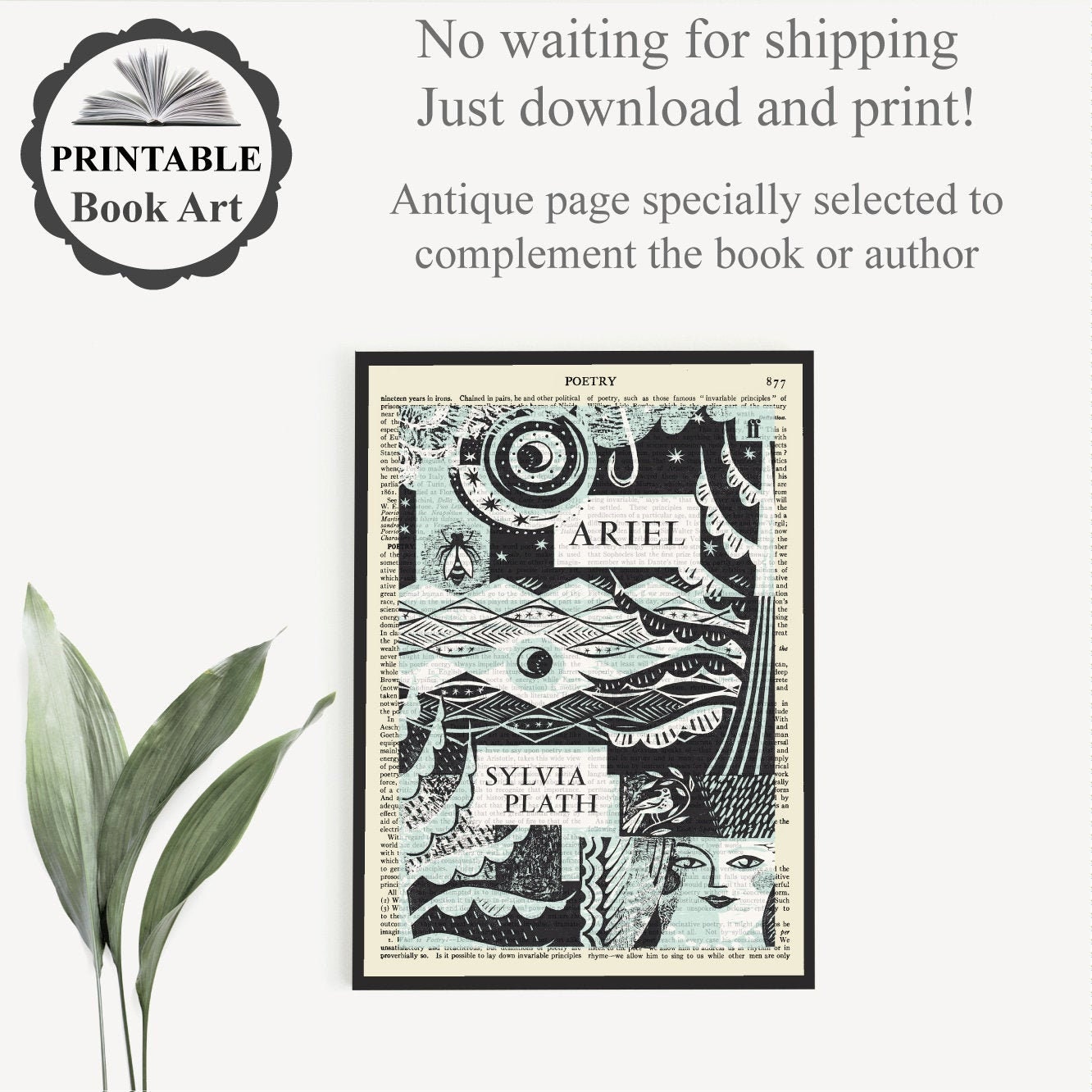Printable 'ariel' Book Cover Art Prints, Sylvia Plath Print, Poetry ...