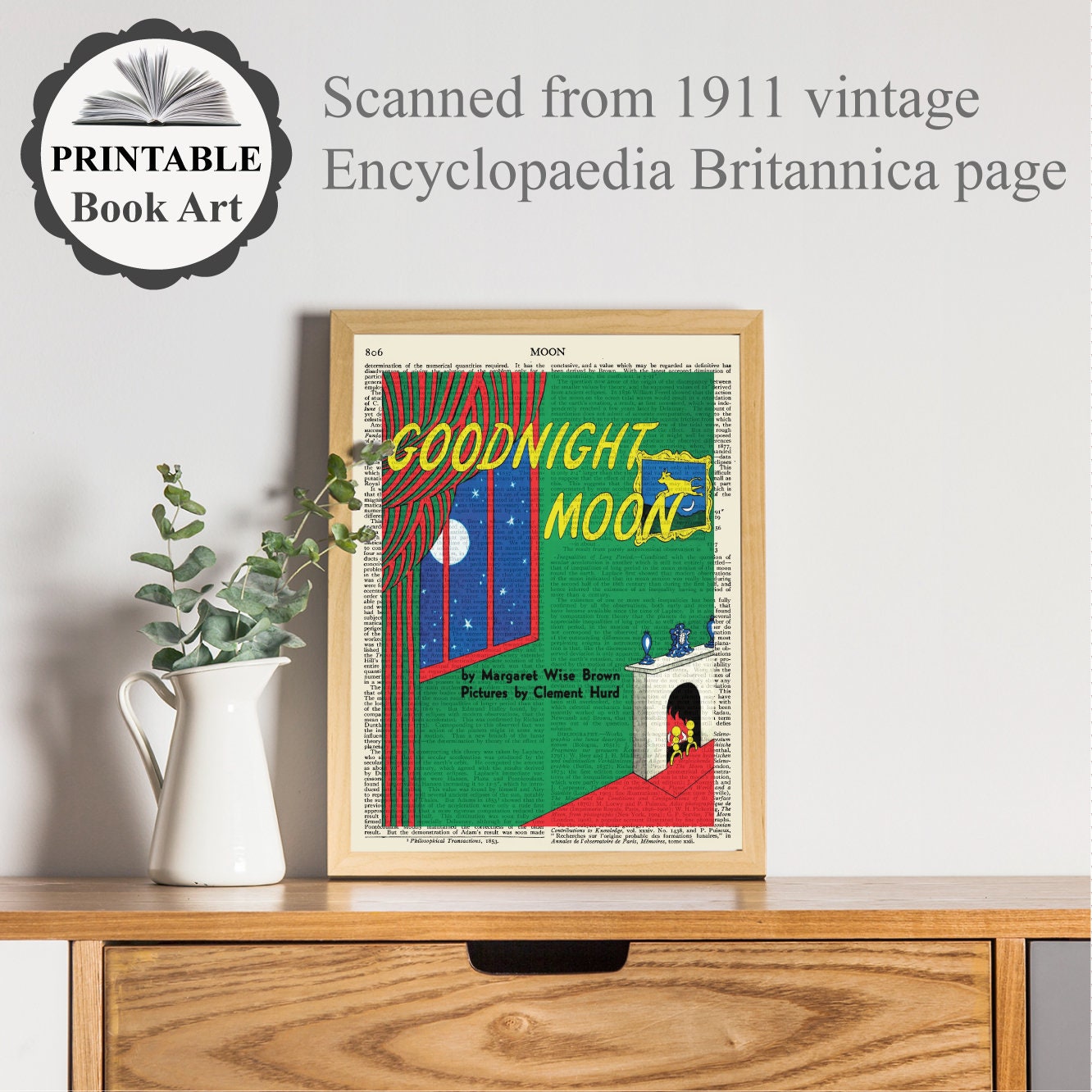 Printable 'goodnight Moon' Book Cover Poster Print, Childrens Book Wall ...