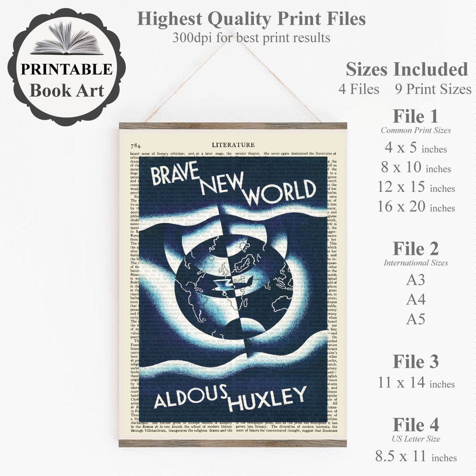 Printable 'brave New World' Book Cover Art, Aldous Huxley Poster Print ...
